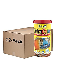 TetraColor Tropical Flakes, Color Boosting Fish Food, Nutritionally Balanced Diet for Tropical Fish, 7.06 oz (12 Pack)