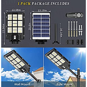 Gefolly 1000W Solar Street Lights Outdoor, 162000LM Commercial Parking Lot Light Dusk to Dawn, 6500K Solar Security Flood Lights with Motion Sensor for Basketball Court, Road, Yard-2 Pack