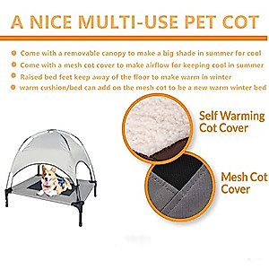 KINAMADE Elevated Pet Bed,Cooling Pet Cot for Large Medium Small Dog/Cat-Portable for Camping,Durable Frame with Breathable Mesh-Good for Summer Beach Sunbathing