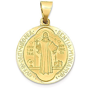 IceCarats 14K Yellow Gold Saint Benedict Medal Necklace Charm Pendant 27.4mm x 19mm Only