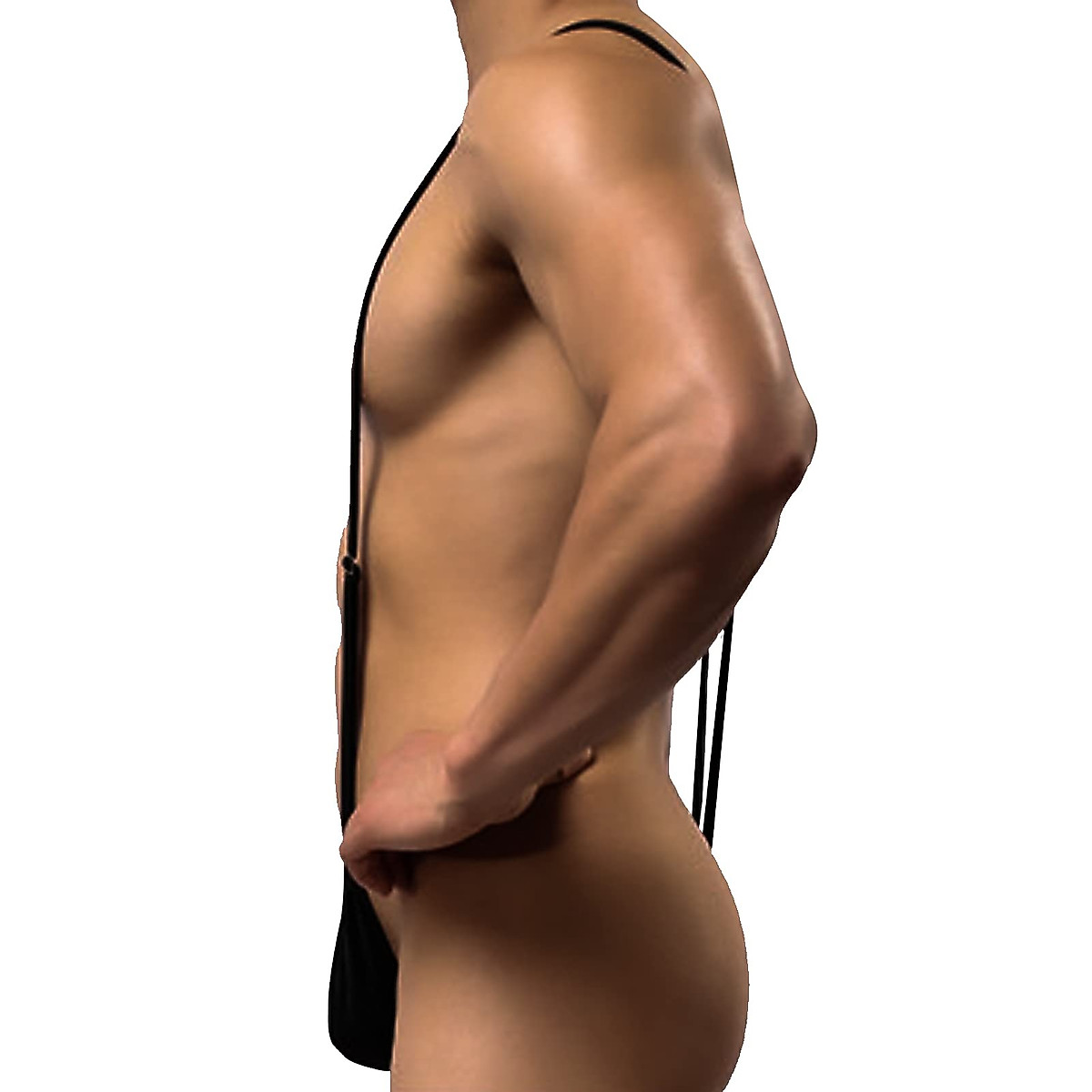 FRENZCOY Black Sexy Men's Underwear Sexy Thong Jockstrap Flap Front Stretch Bulge Pouch Brief One Size