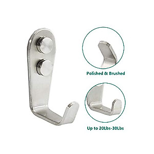 Ulifestar Stainless Steel Coat Hooks, Heavy Duty Metal Hooks for Hanging Towels Keys Hats,Kitchen Bathroom Wall Mounted Hanger Hooks Indoor and Outdoor Hooks with Installation Screws 8 Pack