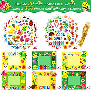 30 Packs Spring Craft Kits for Kids Springtime DIY Picture Frame Craft Flower Bee Butterfly Easter Art Craft Mothers Day Craft Party Favors Home Classroom Game Activities Bulletin Board Decoration