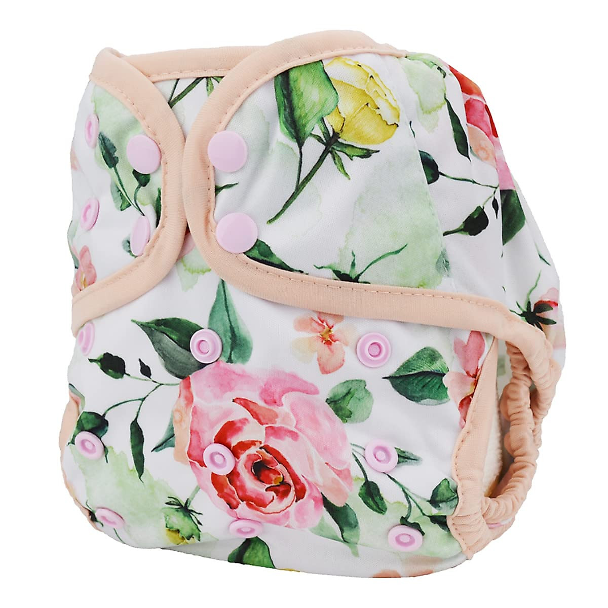 Sigzagor Baby Diaper Cover Nappy One Size 8lbs to 36lbs (Pink Flowers)
