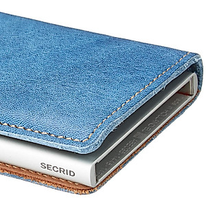 SECRID Wallet Indigo Denim Mens Cardholder RFID Wallet (Brown,)