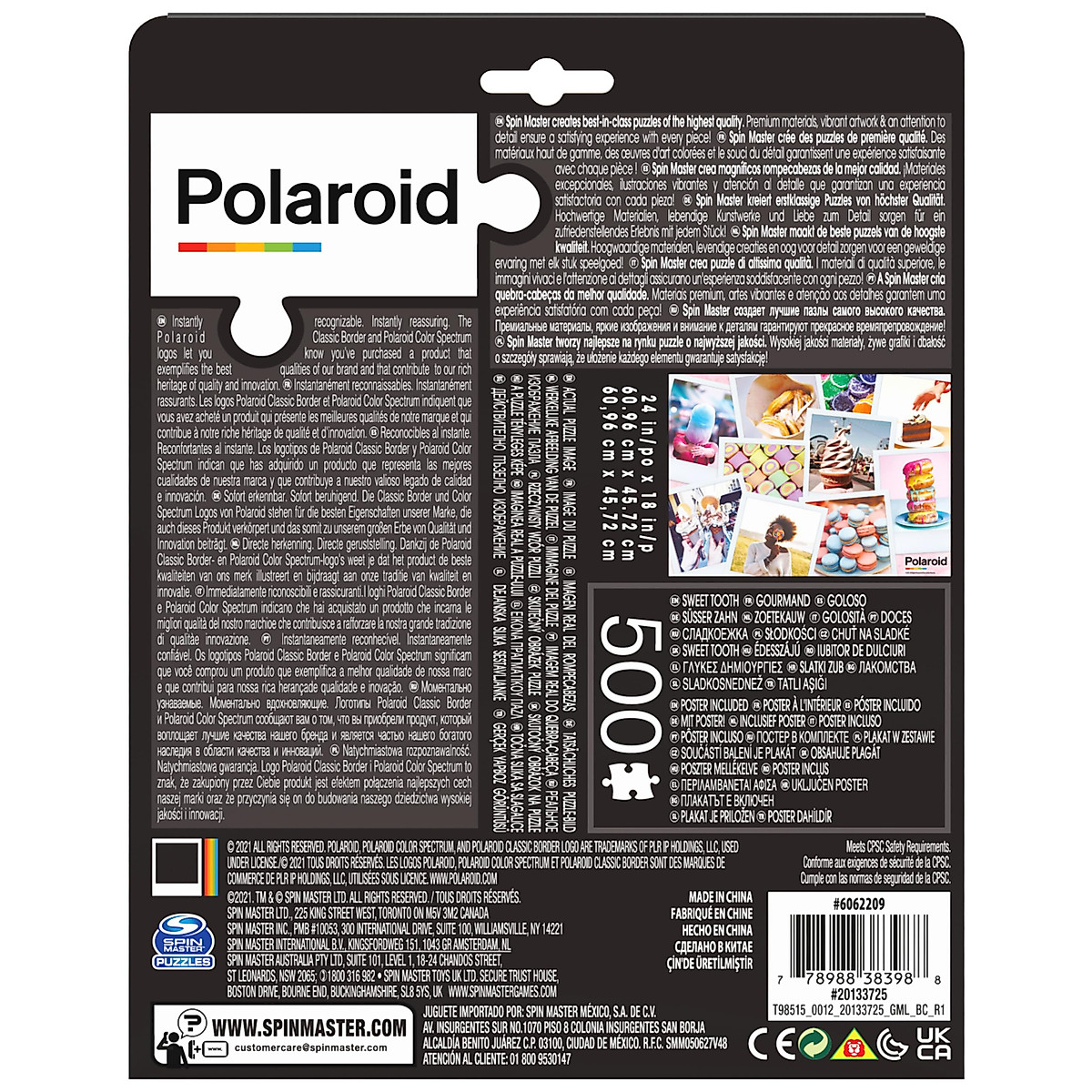 Polaroid, 500-Piece Sweet Treats Jigsaw Puzzle in 3D Tin Container Cool Vintage Retro 70’s Film Camera, for Kids, Teens, and Adults Aged 12 and up