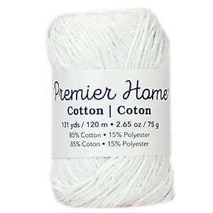 Premier Home Cotton Yarn 3-Pack - 2.65 Oz - Medium 4 - Bundle with Bella's Crafts Stitch Markers (White)