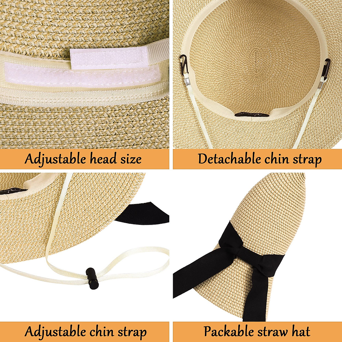Straw Hat for Women Sun Hat Crushable Summer Hats for Women Beach Hat Womens Straw Hat Ponytail Sun Protection Hat Rolled Straw Hat Womens Hats,Natural