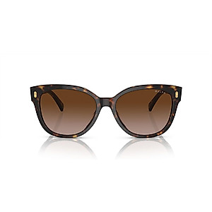 Ralph by Ralph Lauren Women's RA5305U Universal Fit Cat Eye Sunglasses, Black Havana/Gradient Brown, 56 mm