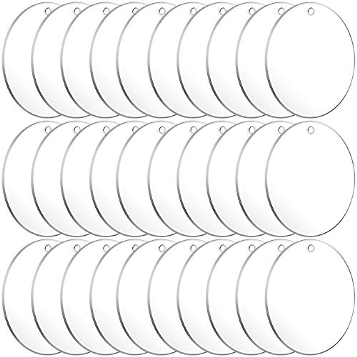 Audab Acrylic Keychain Blanks, 30PCS Bulk Acrylic Circles Clear Disc Ornaments Blanks with Hole for Vinyl, DIY Keychain and Craft Project (3 Inch, 30 Pcs)