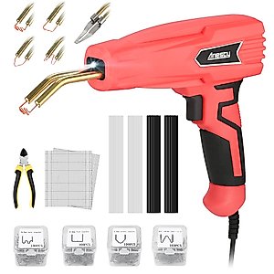 Plastic Repair Welder Kit Hot Stapler & Plastic Welding Iron 2in1, Upgrade 100W Plastic Welding Kit 400 Staples,Welding Rods & Tip, Reinforcing Mesh - Fix Car Bumper Fender Kayak Quick Sturdy Repair