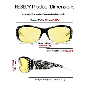 FEISEDY Women Yellow Sunglasses Wrap Around Anti Glare Driving Night Glasses B2547