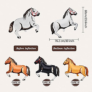 8 Pieces 30 Inches Horse Balloon Horse-Shaped Balloons Aluminum Foil Horse Balloon Horse Themed Party Balloons Horse Themed Balloon Decorations for Birthday Baby Shower Cowboy Party
