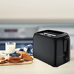 Ovente Electric 2-Slice Toaster Machine, 700W with 6-Shade Toast Setting, Removable Crumb Tray, Compact and Easy to Use, Perfect on Kitchen Countertop for Toasting Bread, Bagel & Waffle, Black TP2210B