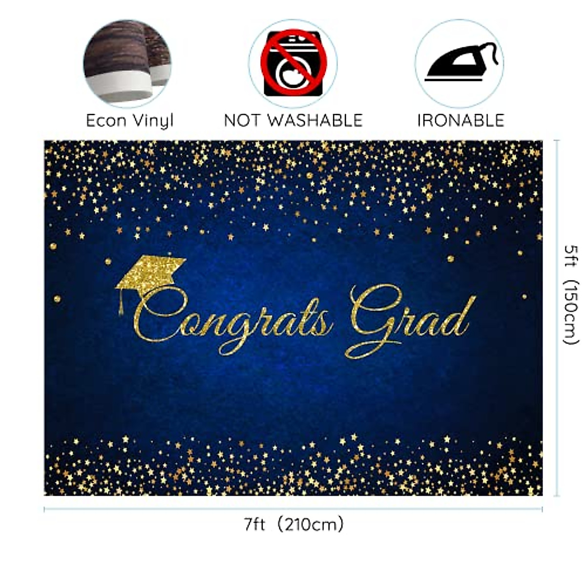7x5ft Graduation Backdrop Congratulations Graduates Mazarine Background Class of 2023 Gold Dots Caps Prom Photography for Senior Year Graduation Party Decoration Banner Supplies