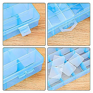 Emoly Plastic Jewelry Box Storage Organizer Container with Adjustable Dividers 36 Grids Blue