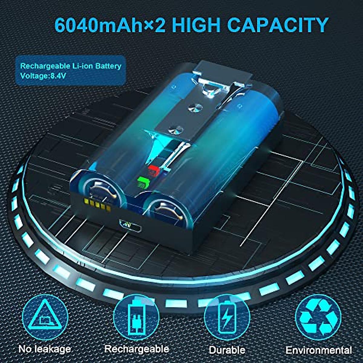 2 Packs 6040mAh Rechargeable Battery and Dual USB Charging Station Compatible with Ring, for Video Doorbell 2/3/4 and Spotlight Cam Battery 3.65V Lithium-Ion Batteries (Not for Stick Up Cam)