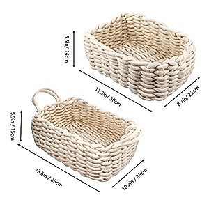 Sewroro 2PCS Cotton Thread Hand-woven Desktop Storage Basket Cotton Woven Storage Basket Sundries Storage Basket (mixed style)