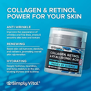 Face Moisturizer Collagen Cream - Anti Aging Neck and Décolleté - Made in USA Natural Anti Wrinkle Moisturizer for Women - Day & Night Face Cream - Moisturizing, Lifting & Recovery - 1.7oz