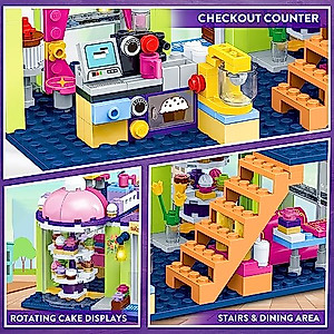 HOGOKIDS Friends Building Blocks Toys for Girls - Cake Café Shop Building Set with Cash Register, Coffee Machine, Party Bedroom Playset | Construction Bricks Kit for Girls Boys Kids Ages 6+ Years Old