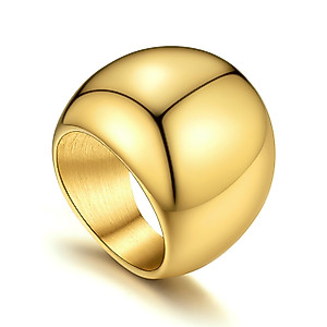GOLDCHIC JEWELRY Gold Statement Ring for Women, 23mm Oversized Chunky Dome Rings Thick Cocktail Rings Size 7