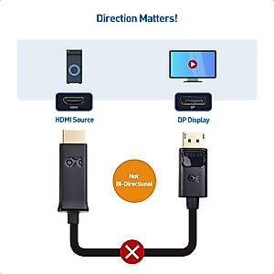Cable Matters Unidirectional DisplayPort to HDMI Cable 6 ft, Gold-Plated DP to HDMI Cable, Display Port to HDMI Adapter Cable, 6 Feet