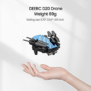DEERC D20 Mini Drone with Camera for Kids, Remote Control Toys Gifts for Boys Girls with Voice Control, Gestures Selfie, Altitude Hold, Gravity Control, One Key Start, 3D Flips 2 Batteries, Blue