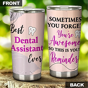 MEDROC Dental Assistant Tumbler - 20oz Stainless Steel Gift for Birthday, Christmas, Appreciation Week - Funny Accessories for Women Men Coffee Cups (TBDA03)