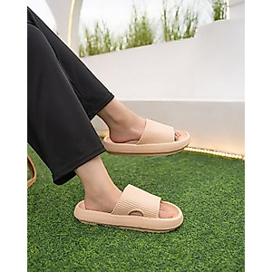 SUMMERJOY Cloud Slides for Women and Men, Soft Cloud Slippers, Massage Black Bubble Slides Easy Clean Thick Sole Non-slip Pillow Slippers, Shower, Swimming, Beach, Indoor and Outdoor Pillow Slides