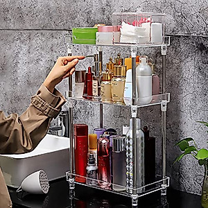 QIYUSHRY Bathroom Organizer Countertop Storage Clear 3 Tier Skincare Organizer Acrylic Corner Shelf Rack Stand for Makeup Cosmetic Perfume Vanity Tray Kitchen Living Room Supplies