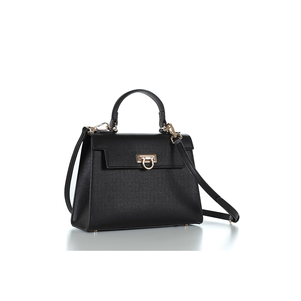 Layla Women’s Top-Handle Handbags – Luxury Crossbody Purse Shoulder Bag for Women – Leather Handbag, Detachable Strap(Black)