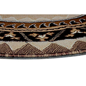 South West Native American Area Rug Design #C650 Berber (7 Feet X 7 Feet Round)