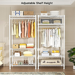 Ulif H2 Heavy-Duty Portable Closets, 4-Tier Freestanding Garment Rack Suit for Small Space and Corner, Closet Organizer System Portable Closet Wardrobe, Max Load 500 LBS, White