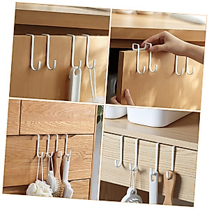 Abaodam 6 Pcs 1 Set door behind bed storage hanging white coat rack cabinet hooks over door hook organizer bedroom rack clothes hanging hooks double-row hooks no nails Coat hanger hat