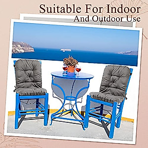 Tufted Back Chair Cushion Indoor Outdoor Seat Back Chair Cushions Weather Resistant Patio Cushions for Outdoor Furniture Chairs(Dark Gray, 4 Pack)