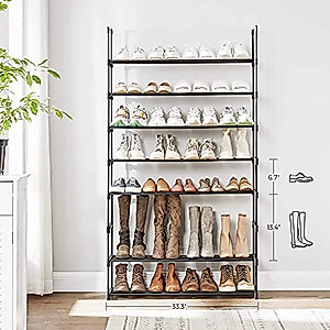 SOONEEDEAR 4-Tier Shoe Rack Metal Shoe Tower 20-Pair Shoe Storage Organizer Unit Entryway Shelf Stackable Cabinet Stackable Shoe Tower Durable Metal Shelves