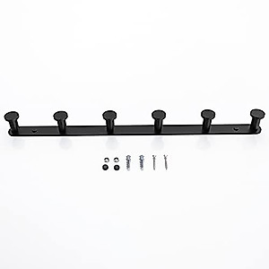 BigBig Home Black Towel Hook, Bathroom Wall Hook Rack with 6 Hooks Matte Bedroom Coat Hook Kitchen Robe Hanger Wall Mount