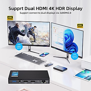 MeLE Fanless Mini PC Quieter3Q 11th Gen N5105 8GB 256GB Windows 11 Pro Micro Computer WiFi 6 Small Desktop Service with USB-C PD, Gigabit Ethernet, Dual HDMI 4K, Auto Power on, PXE Support M.2 SSD