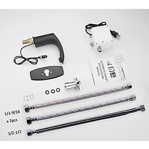 Automatic Bathroom Faucet Black Touchless Solid Brass Motion Activated Bath Tub Lavatory Basin Sink Vanity Aerator One Hole Brass Mixer Tap Touch-Free