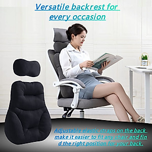 PYXAYS Lumbar Support Pillow for Office Chair Gaming Chair, car seat, Wheelchair, Office Chair Back Support Back Cushion Lumbar Pillow Provide lumpar Support Chair Back Support Black
