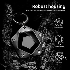 Jeanue-Compatible Apple Airtag Holder Keychain Case Waterproof, Heavy Duty Air Tags Tracker Cover with Strap Carabiner Key Ring