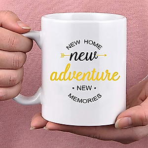 Waipfaru House Warming Gifts - New Home New Adventure New Memories Funny Coffee Mug, New Home Gifts for Friends Parents Relatives Him Her, 11 Oz Ceramic Coffee Mug