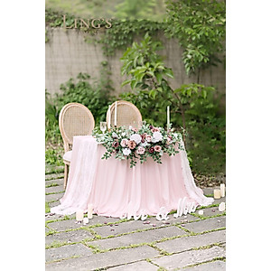 Ling's Moment 2PCS Dusty Rose Artificial Flower Garland Floral Swags Centerpieces Wedding Arch Flower Greenery Arrangements for Sweetheart Table Wall Window Home Garden Outdoor Decor Mauve
