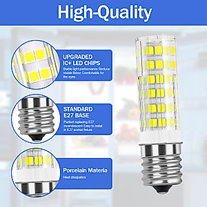 KEI D28A KEL 2816x Refrigerator Bulb, Freezer Light Bulb Replacement 100-265v Refrigerator E17 3.8w 40w Halogen Equivalent Daylight KEI D28M KEL 2815 5304522314 5304517886 6000K 2-Pack