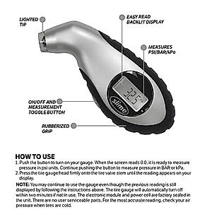 Slime 20017 5-Tire Pressure Gauge, Sport Digital Gauge, 150 PSI, 0.2