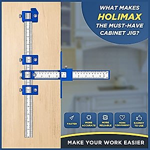 Holimax Cabinet Hardware Jig, Cabinet Handle Jig, Cabinet Hardware Template Tool, Punch Locator Drill Guide for Handle Knob Pull Installation of Door and Drawer woodworking tools