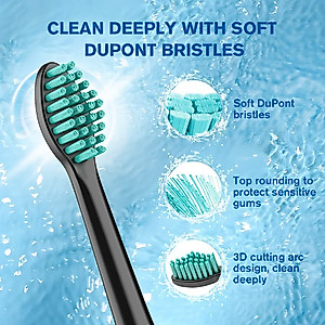 YAGHVEO Electric Toothbrush for Adults, Sonic Toothbrush, Deep Clean, 5 Modes, 4 Hours Fast Charge for 50 Days Use (5 Heads - Black)…