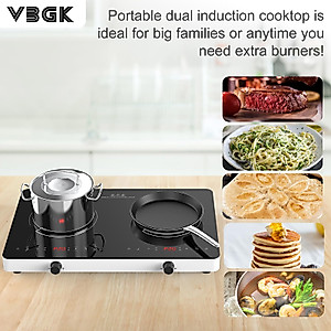 VBGK Double Induction Cooktop,4000W 110V Induction stove top Knob Control, Portable Iduction Cooktop with 9 Power Levels, Child Safety Lock & Timer 2 burner Induction cooktop