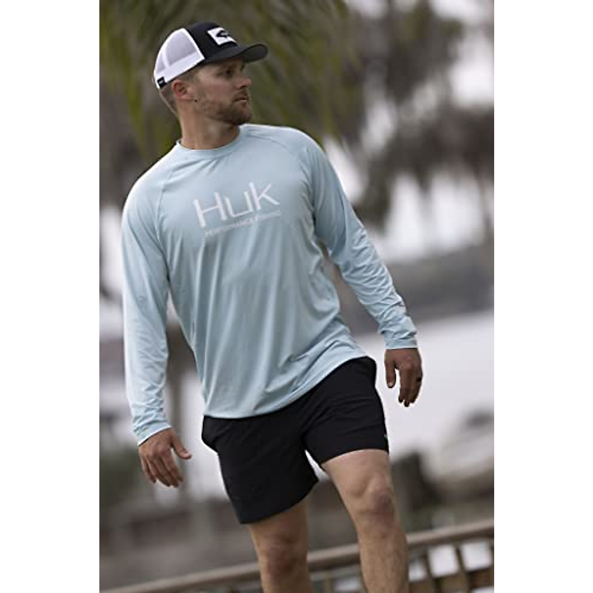 HUK Men's Standard Volley 5.5" Elastic Waist Quick-Dry Swim Shorts, Black, Medium