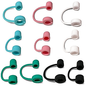 Straw Covers Cap - 10Pcs Colorful Silicone Straw Tips Suitable for Stanley Straw Cover - Reusable Cover for Drinking Straw - Toppers Drinking Straw Caps Plugs (10 Mix Color caps)